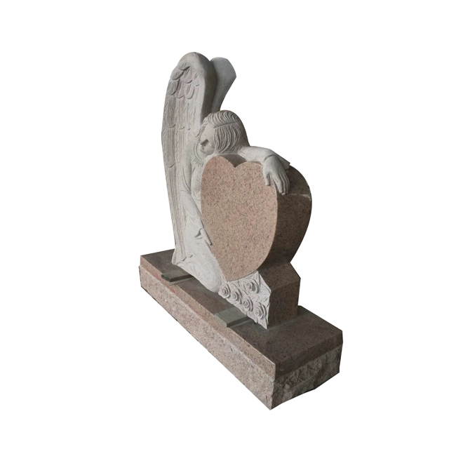 Pink Granite Angel Heart Headstone - Buy Angel Holding Heart Headstone ...