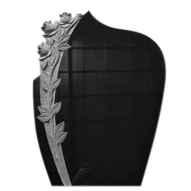 Black Granite Upright Headstone Carved Rose from China manufacturer ...